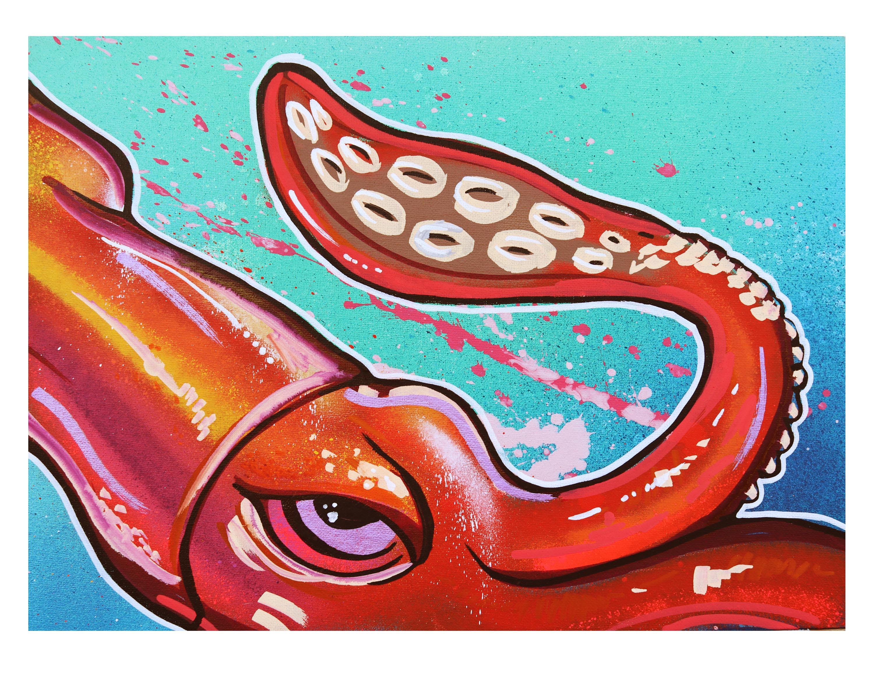 Great Squid Squid Graffiti Street Art Squid Modern Wall Art - Etsy