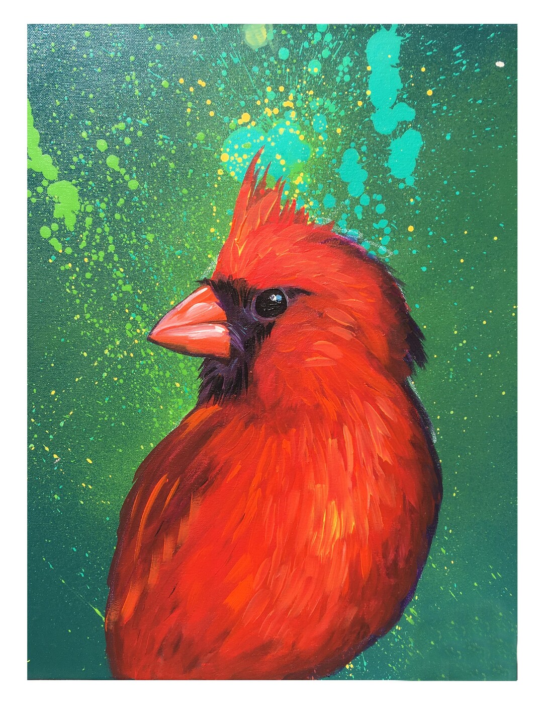 Red Cardinal Painting, Bird Prints, Acrylic Bird Painting, Cardinal Art ...