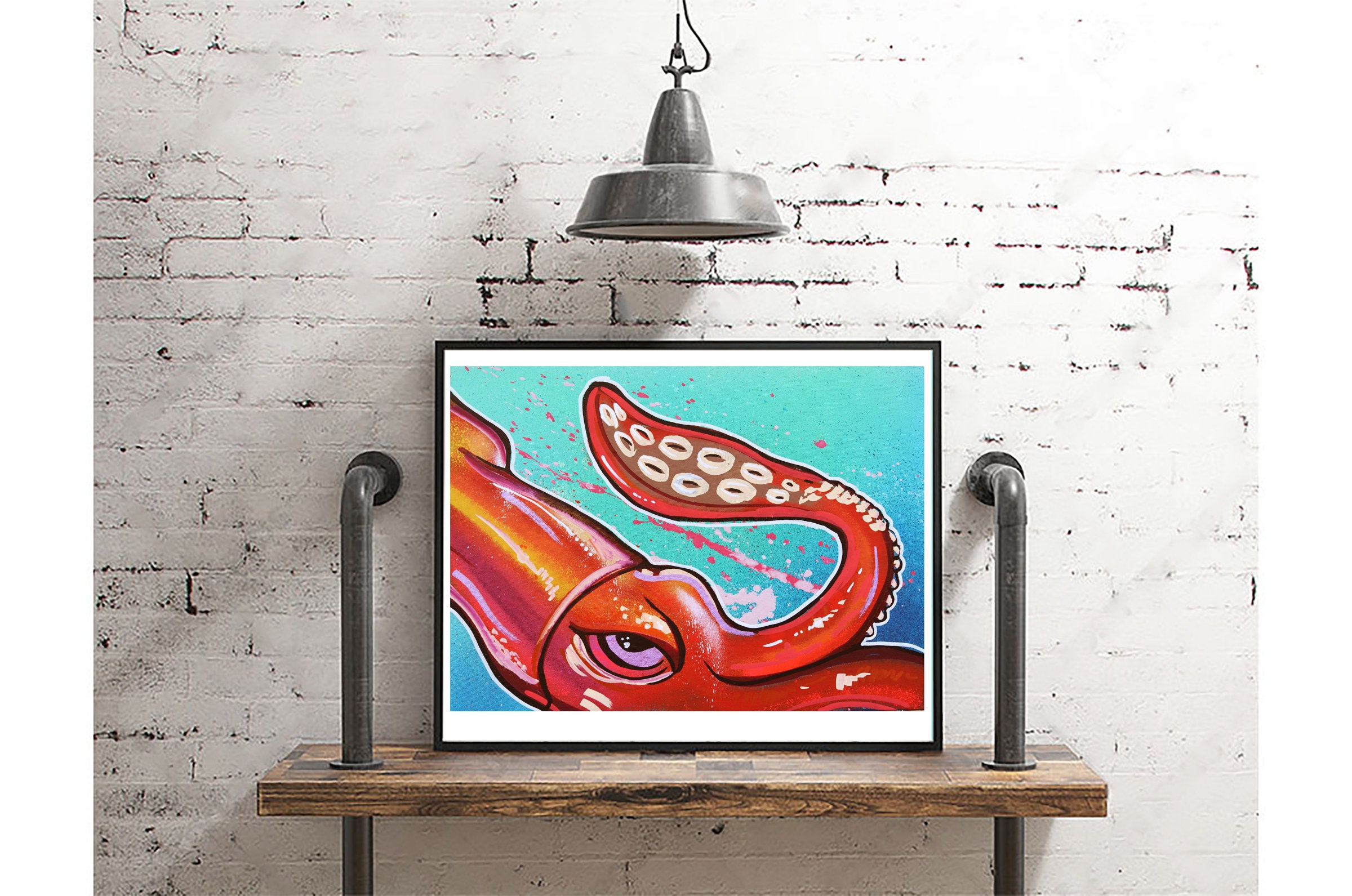 Great Squid Squid Graffiti Street Art Squid Modern Wall Art - Etsy