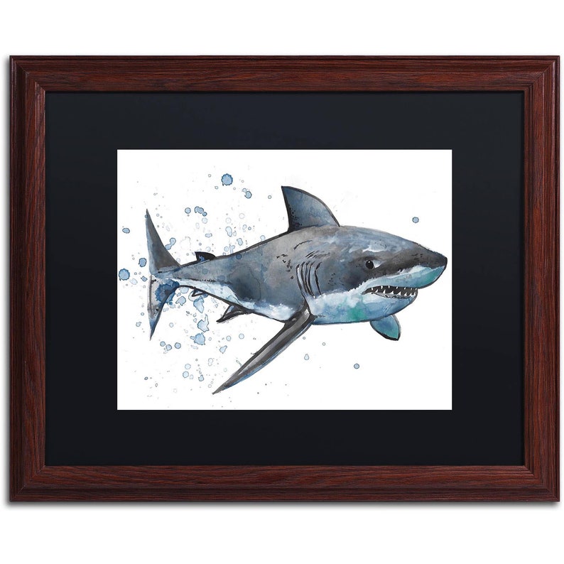 The Great White Shark Art Watercolor Shark Great White Acrylic Ink Ink ...