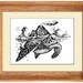 Sea Turtle Ink Drawing for Home or Office Turtle Ink Print Wall Decor ...
