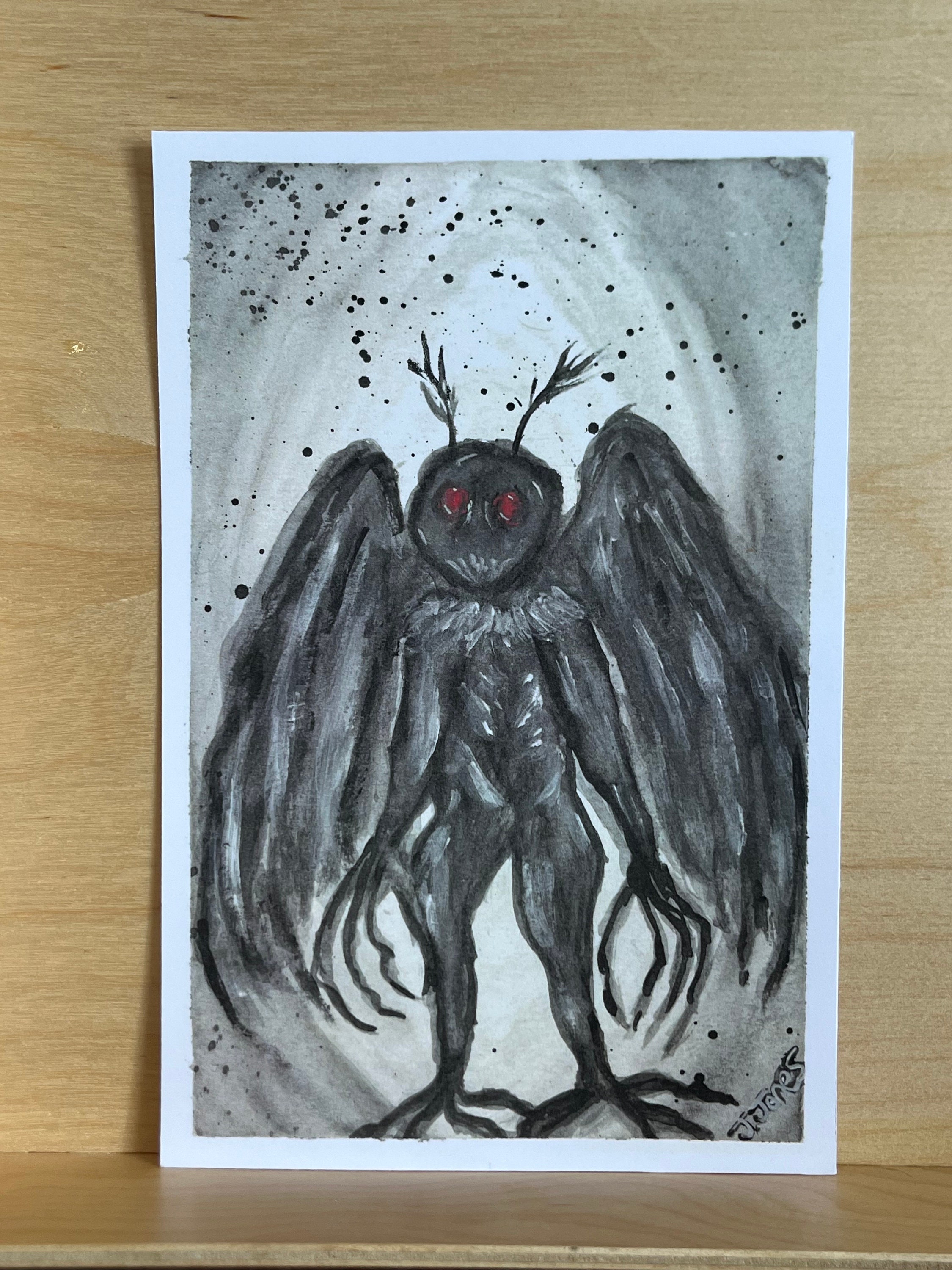 Mothman Cryptid Watercolor Painting Art Print - Etsy
