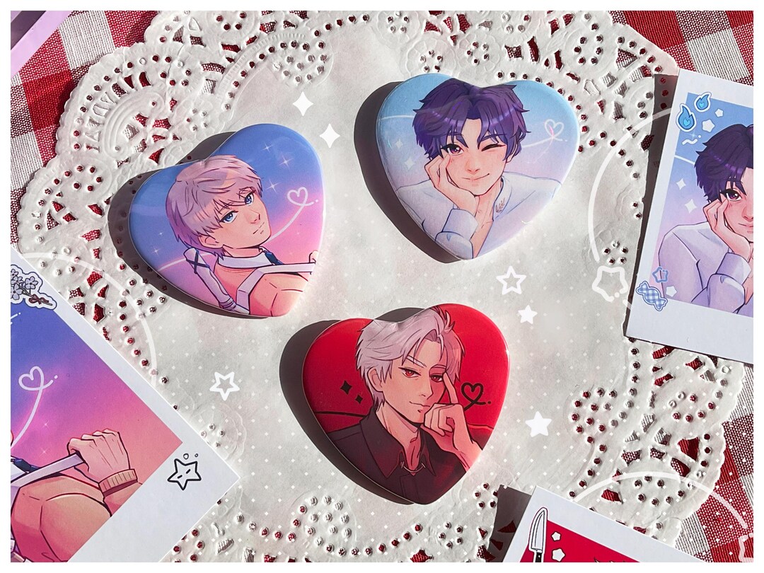 Love and Deepspace Heart Button Pins | Sylus Xavier Rafayel Zayne Heart ...