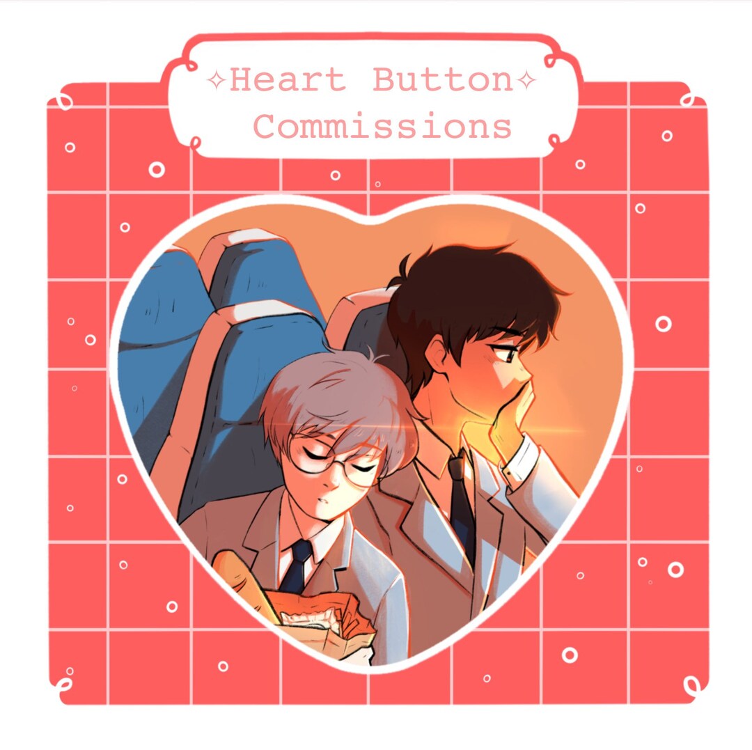 Custom Heart Button Pin Commissions | Single Character or Couples Commission| Original ...