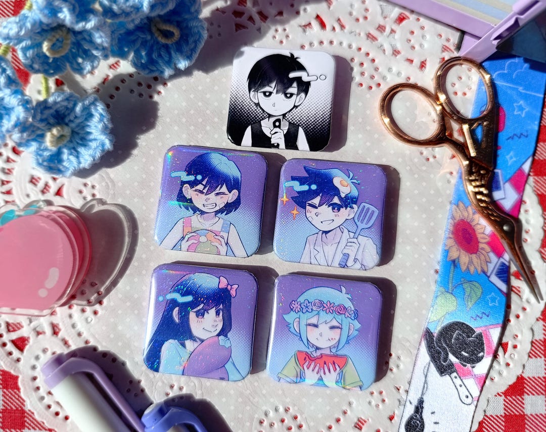 OMORI Pins & Stickers Featuring Headspace Sunny, Basil, Hero, Aubrey ...