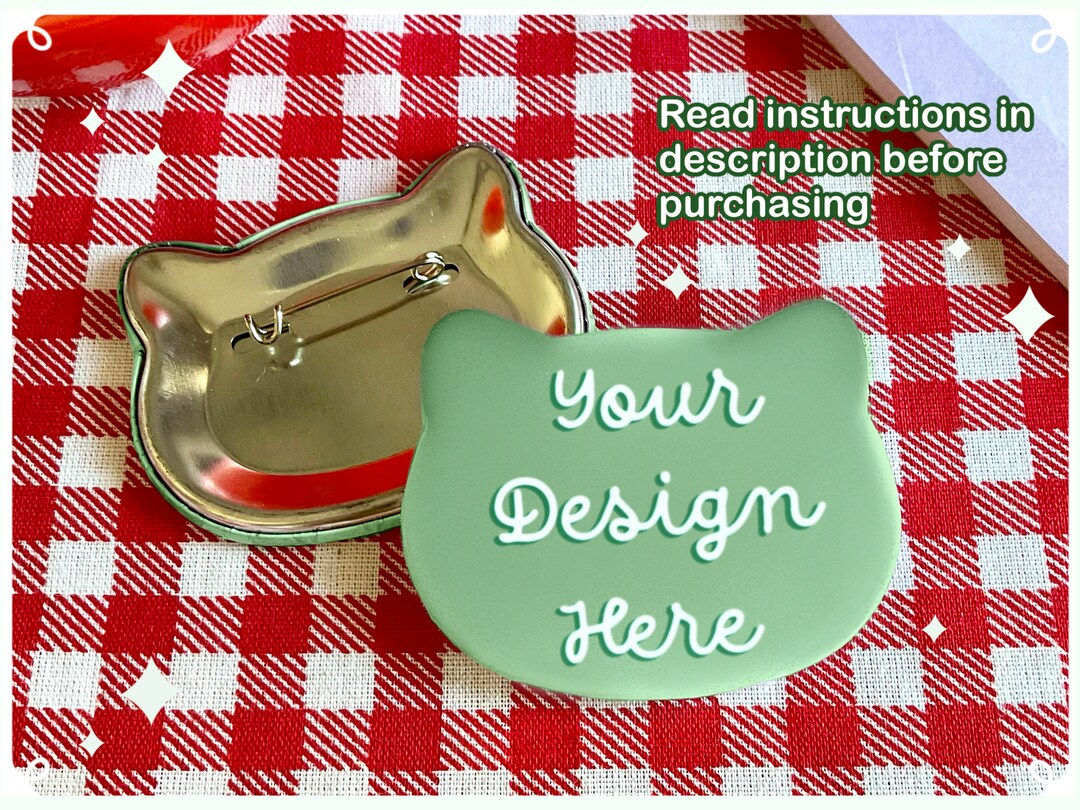 Custom Made Personalized Cat Head Shaped Pinback Button Pins/ Badges ...