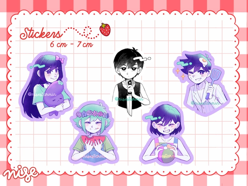 Pins e adesivos quadrados OMORI | Sunny, Basil, Hero, Aubrey e Kel - Etsy Portugal