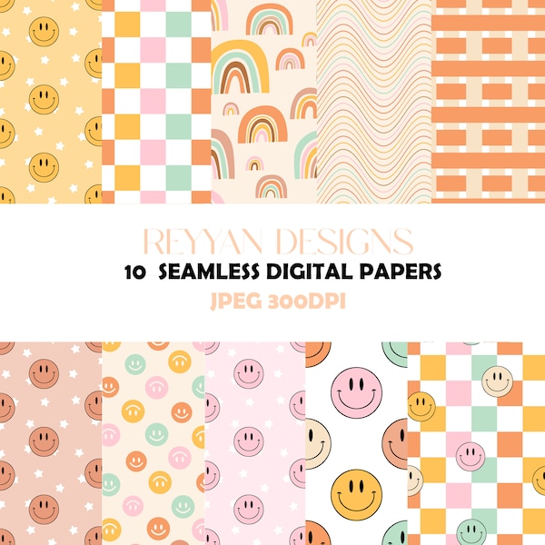 Retro Digital Papers - Etsy