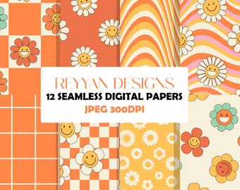 Neutral Smiley Face Seamless Pattern Background Paper - Etsy