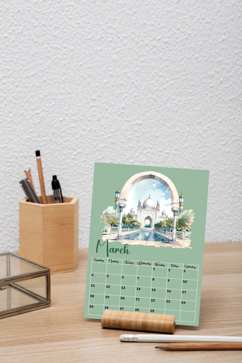 Desk Calendar 2024 With Wooden Stand Mini A6 Desk Calendar - Etsy