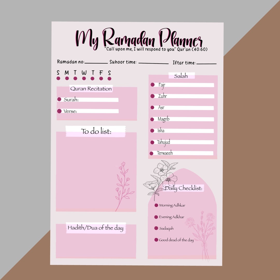 Ramadan to Do List Beige Planner Planner Good Deeds Planner Prayer ...