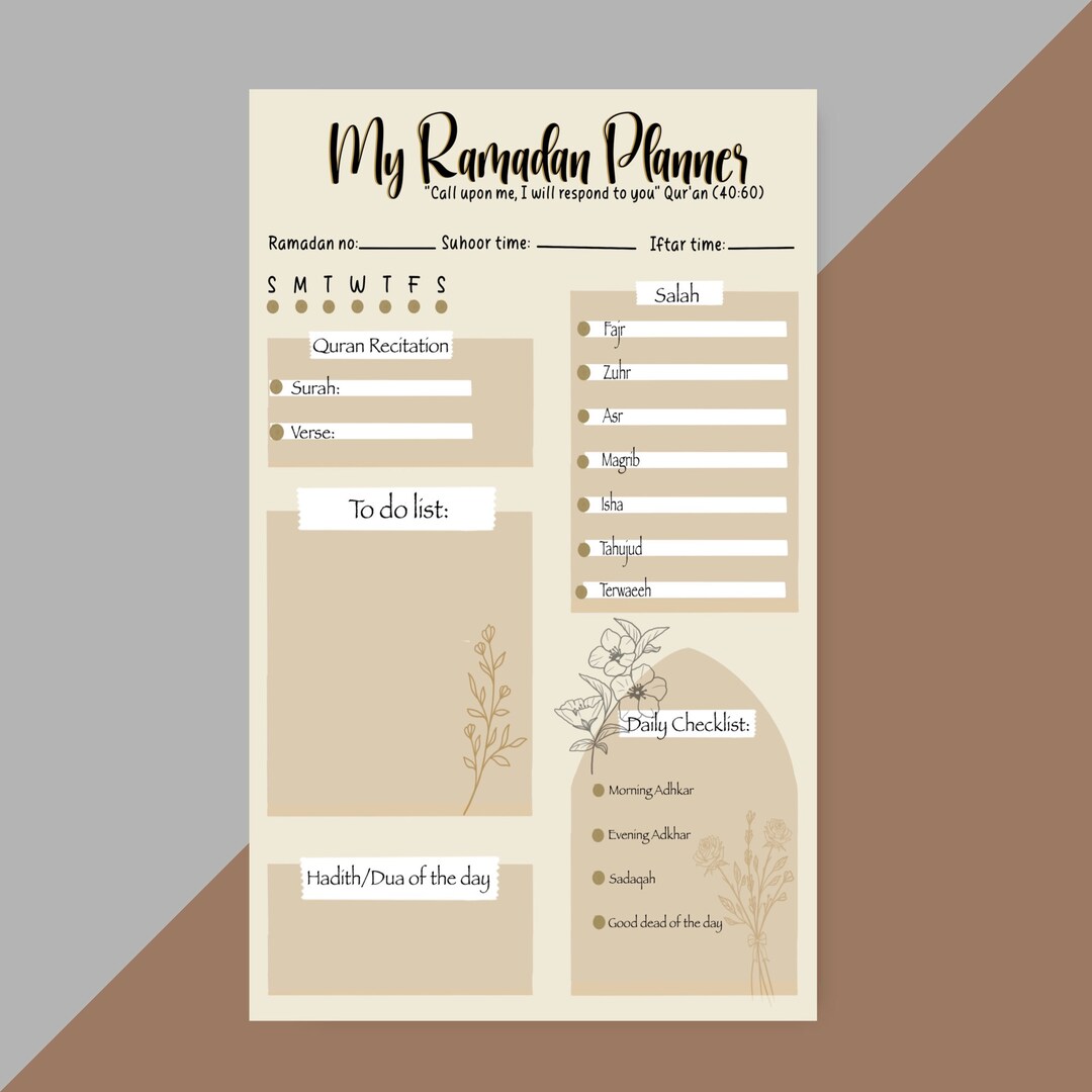 Ramadan to Do List Beige Planner, Planner, Good Deeds Planner Prayer ...