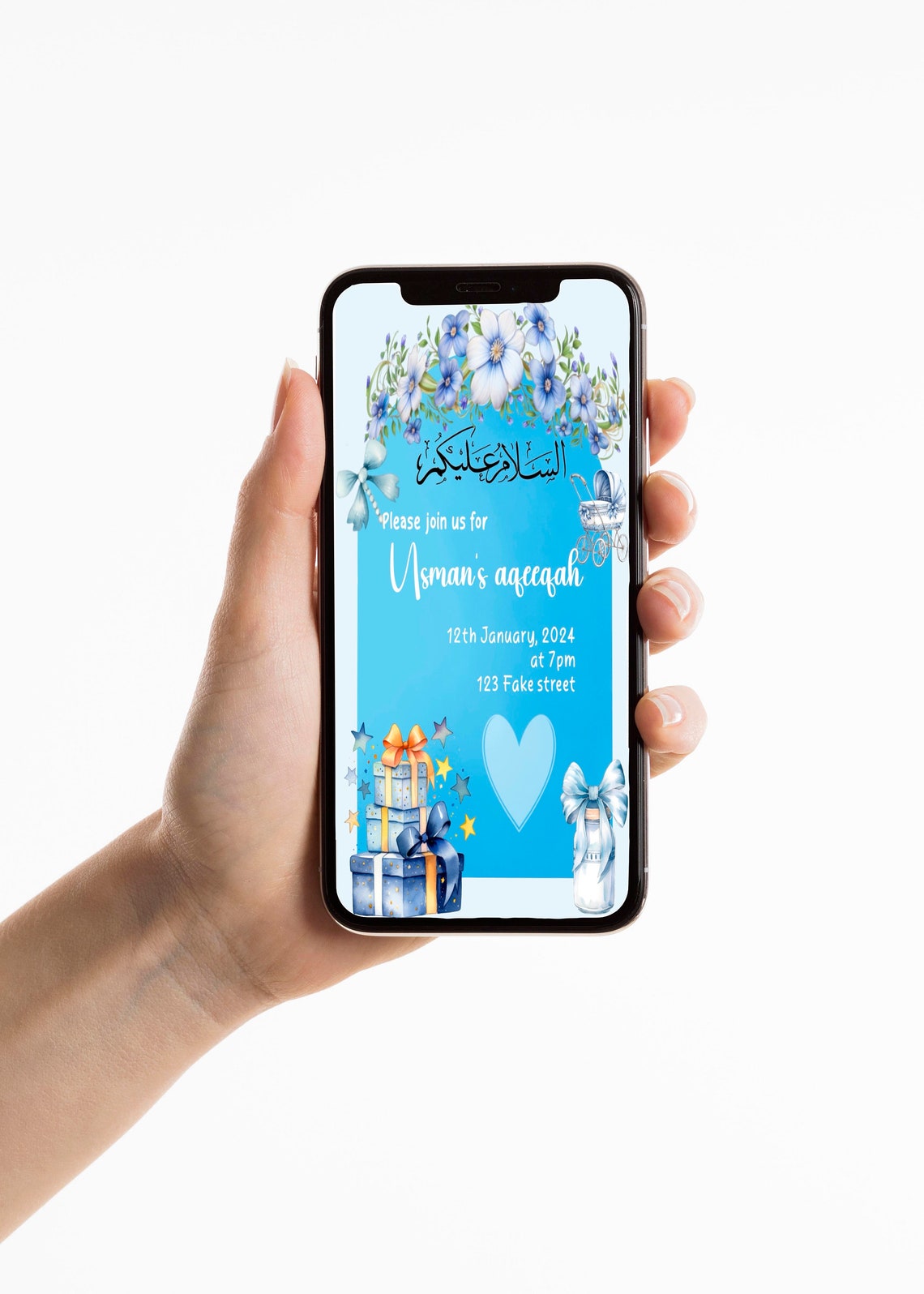 Islamic Aqeeqah Digital Baby Announcement Printable Bismillah Baby ...