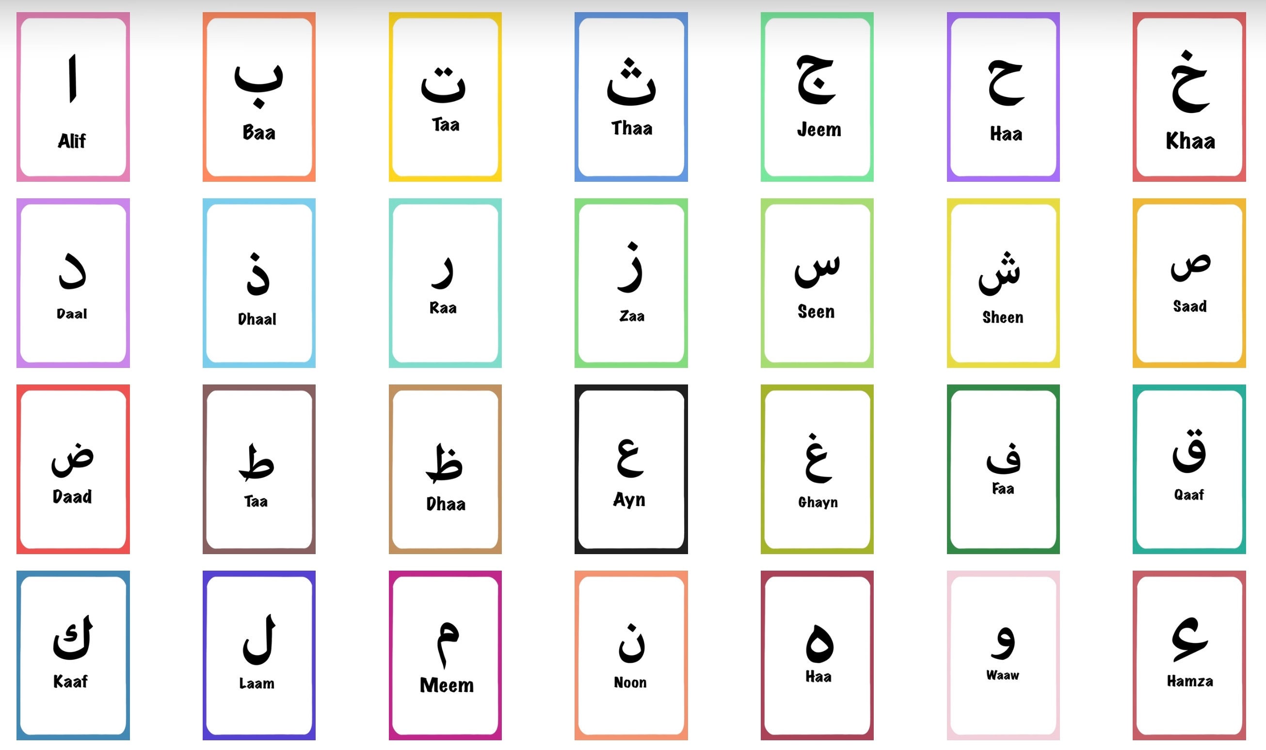 Arabic Alphabet Flashcards Learning Arabic Words Islamic - Etsy Canada