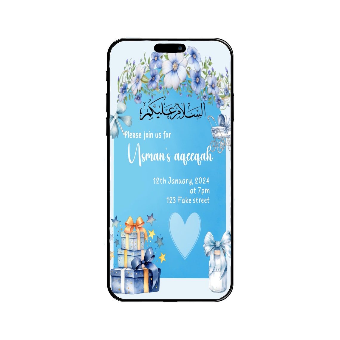 Islamic Aqeeqah Digital Baby Announcement Printable Bismillah Baby ...