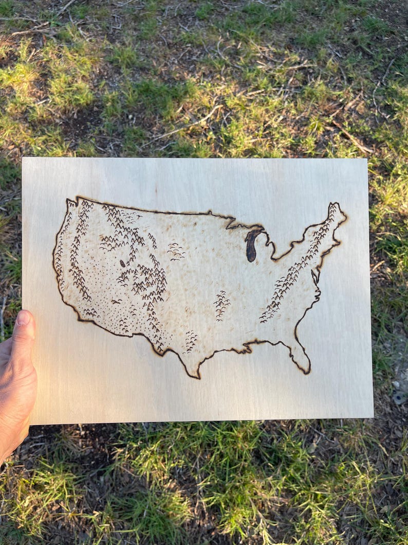 Custom Woodburning - Map of the United States - Etsy