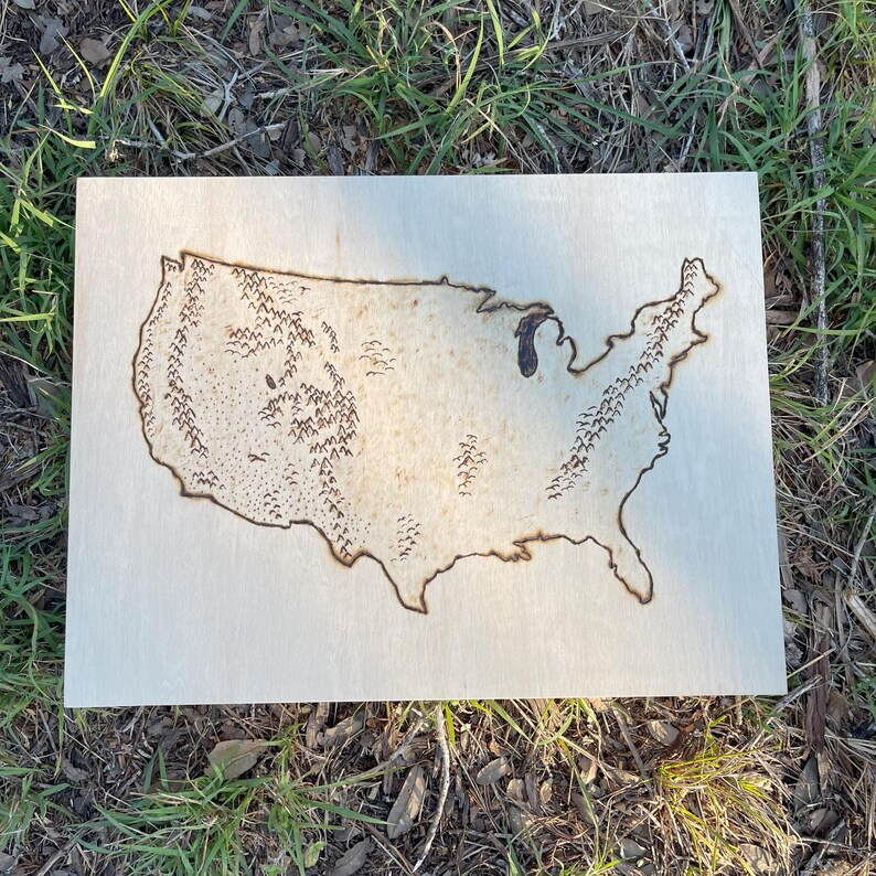 Custom Woodburning - Map of the United States - Etsy