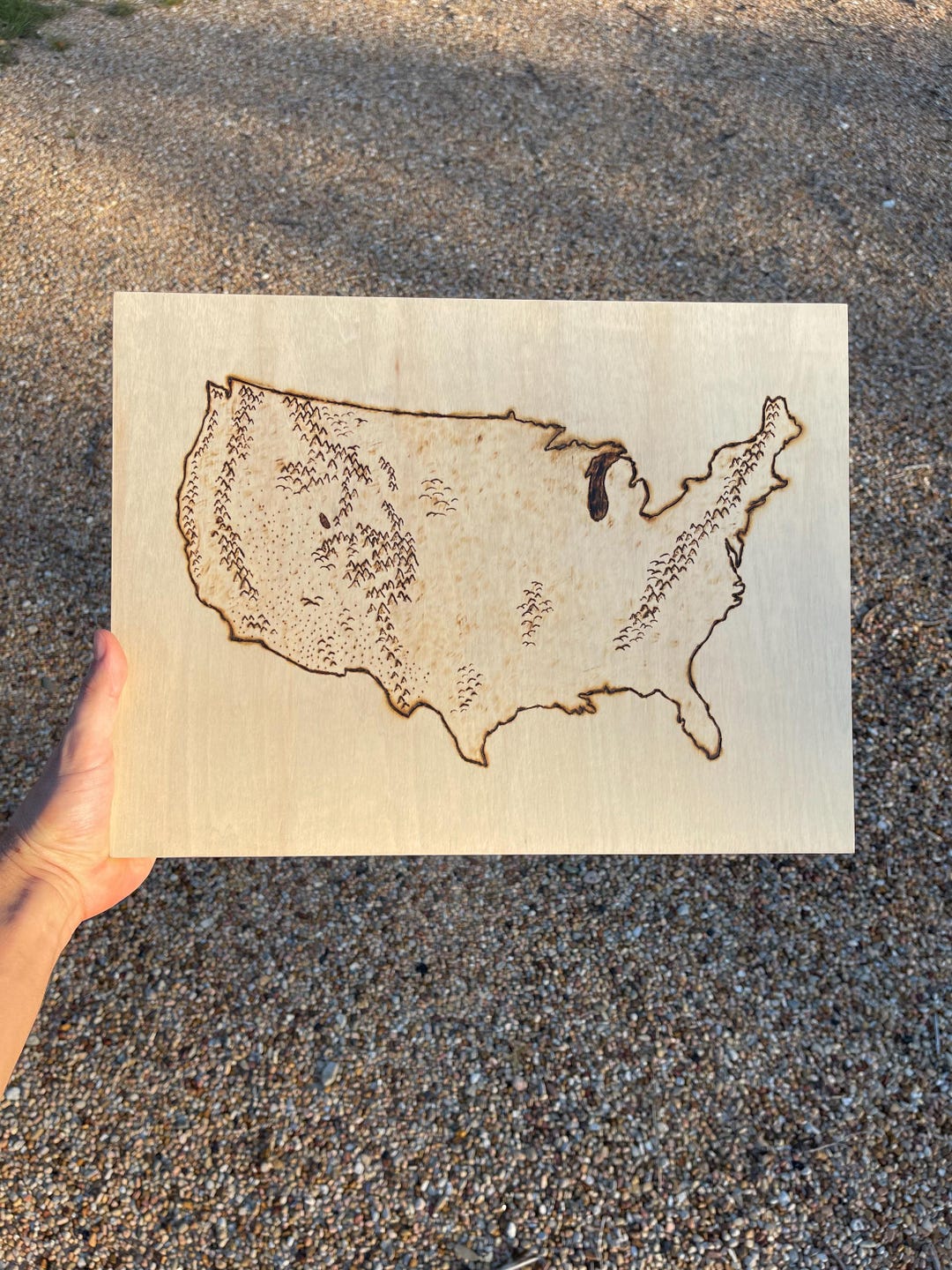 Custom Woodburning - Map of the United States - Etsy