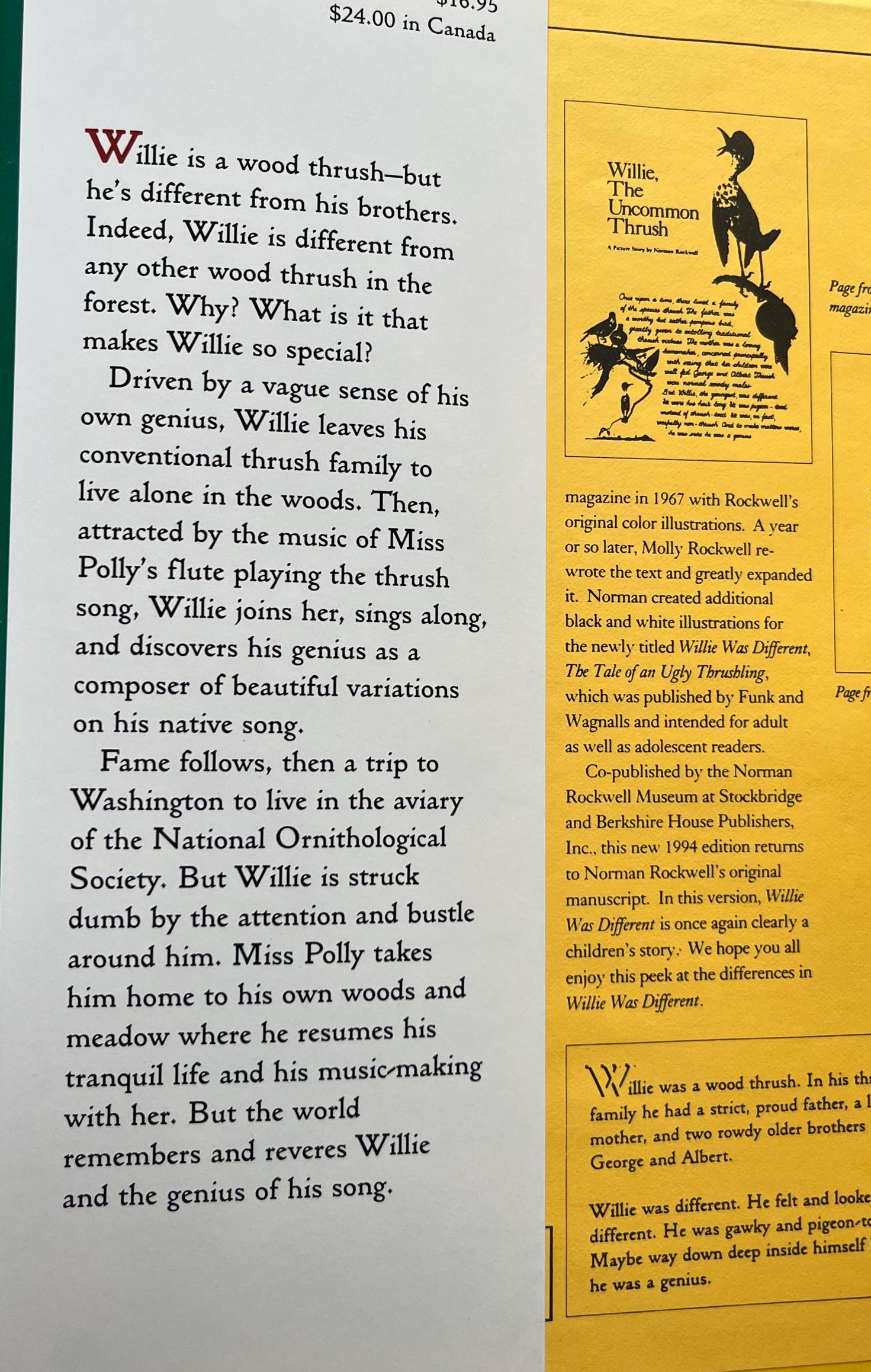 Willie Was Different - A Children's Story by Norman Rockwell (hardcover ...
