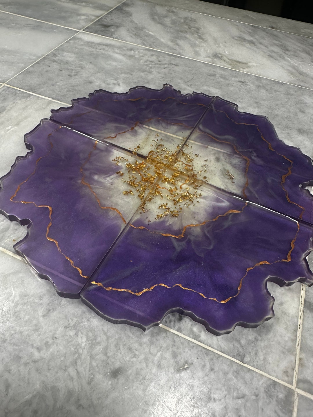 Purple Geode Style Coaster Set - Etsy