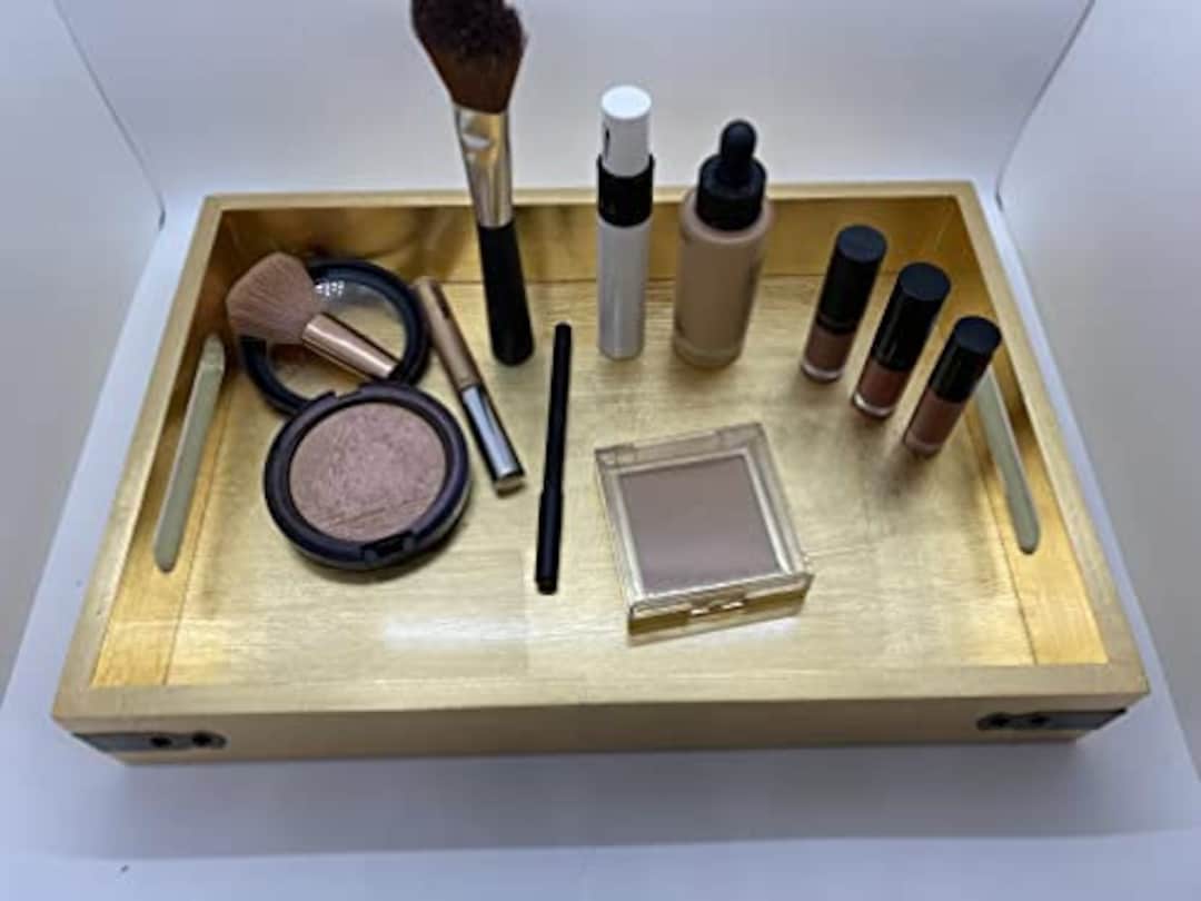 Gold Perfume Tray Vanity Tray - 12.5" Hand-crafted Wood Perfume ...