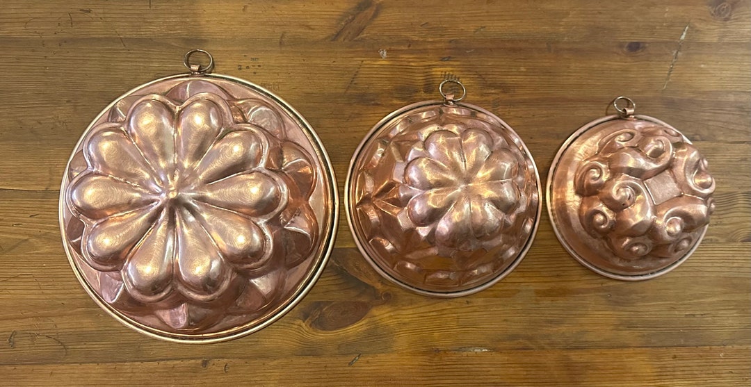 Set of 3 Vintage Copper Molds Made in Italy Italian Pudding Molds 9", 7 ...