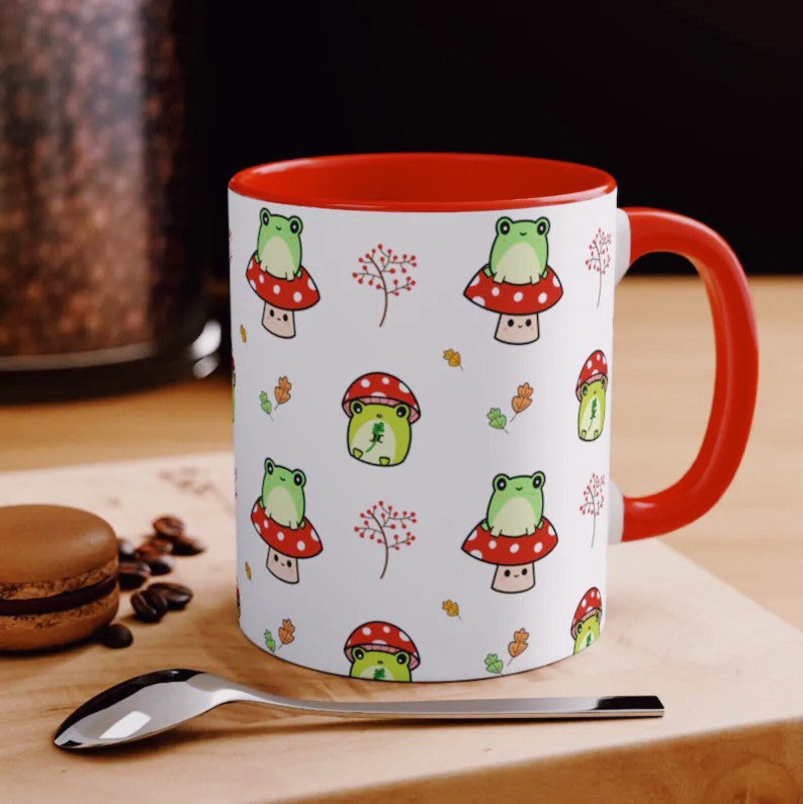 Cute frog mug kawaii frog woodland mushroom mug gift birthday | Etsy