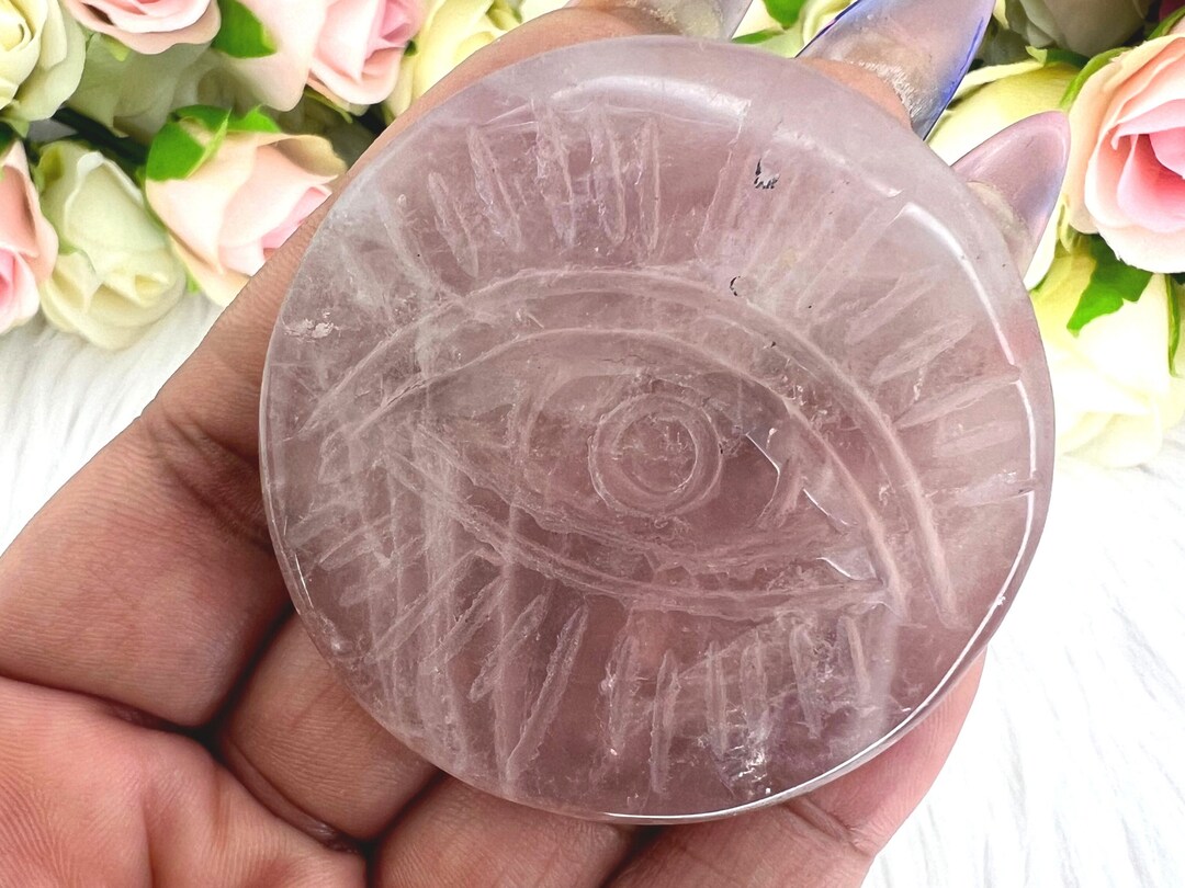 Rose Quartz All Seeing Eye Palm Stone Rose Quartz Providence Eye Rose ...