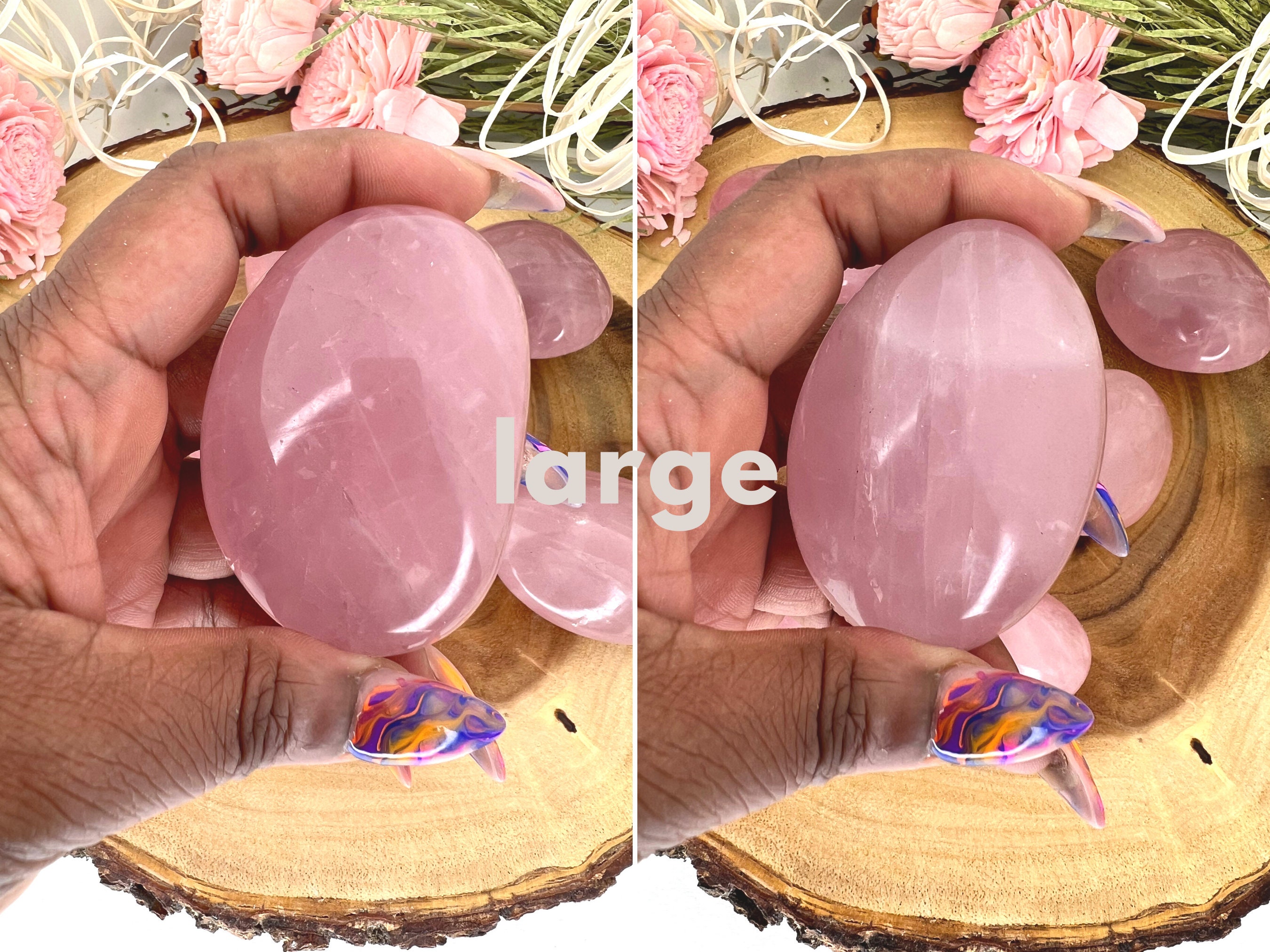 Rose Quartz Palm Stone - Rose Quartz Palmstone - DEEP PINK Rose Quartz ...