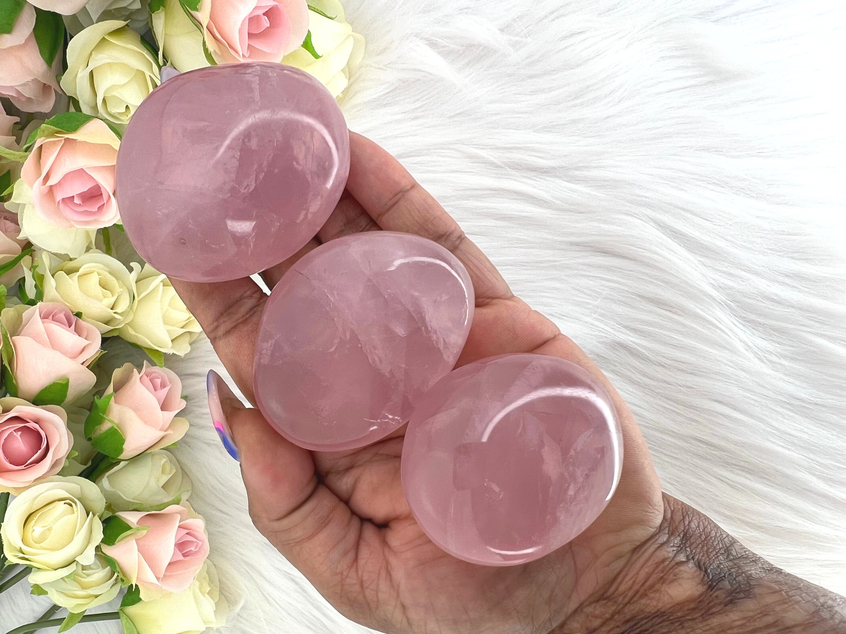 Rose Quartz Palm Stone - Rose Quartz Palmstone - DEEP PINK Rose Quartz ...