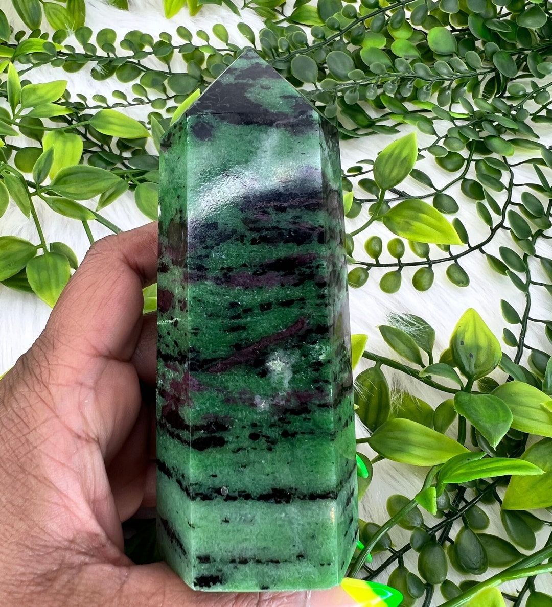 Ruby Zoisite Tower - 4.88" Ruby Zoisite Generator - High Quality Ruby in Zoisite Crystal Point ...