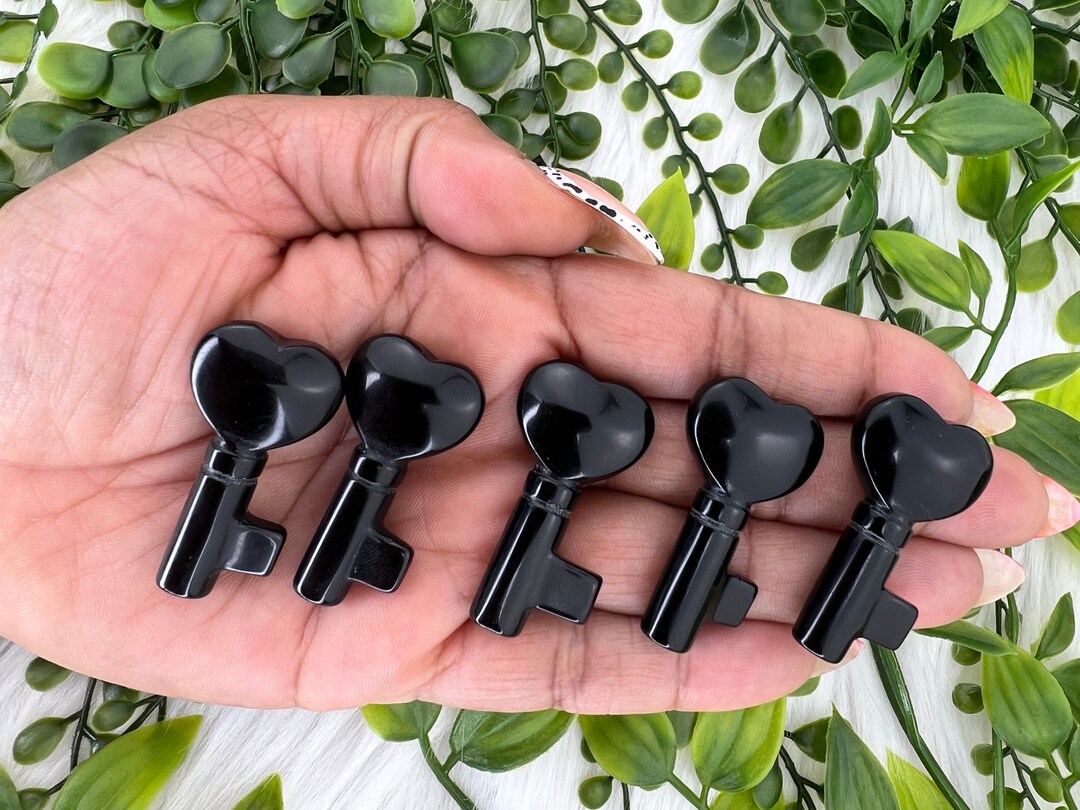 Obsidian Key - 1.5" Obsidian Key Carving - Obsidian Key Pendant Carving ...