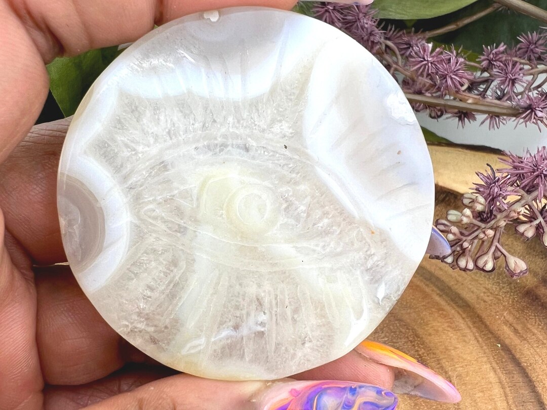 Agate All Seeing Eye Palm Stone - Banded Agate Providence Eye ...