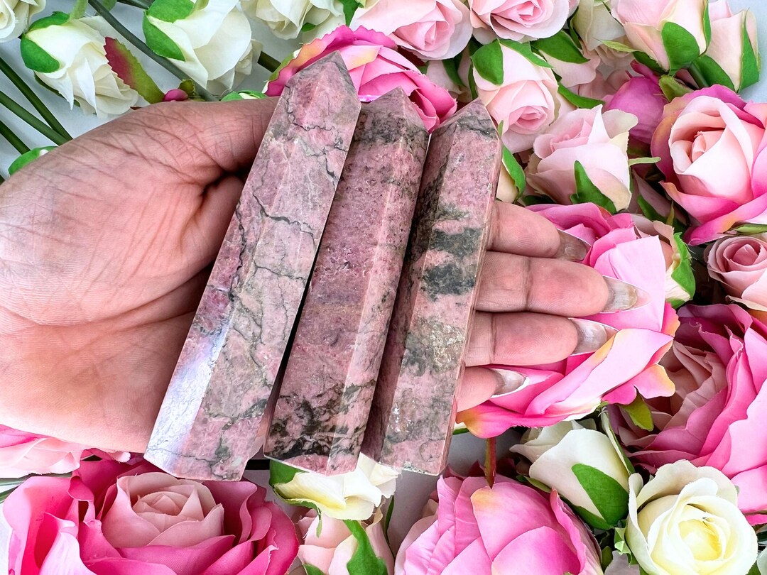 Rhodonite Tower - Pink Rhodonite Generator - Natural Rhodonite Point ...