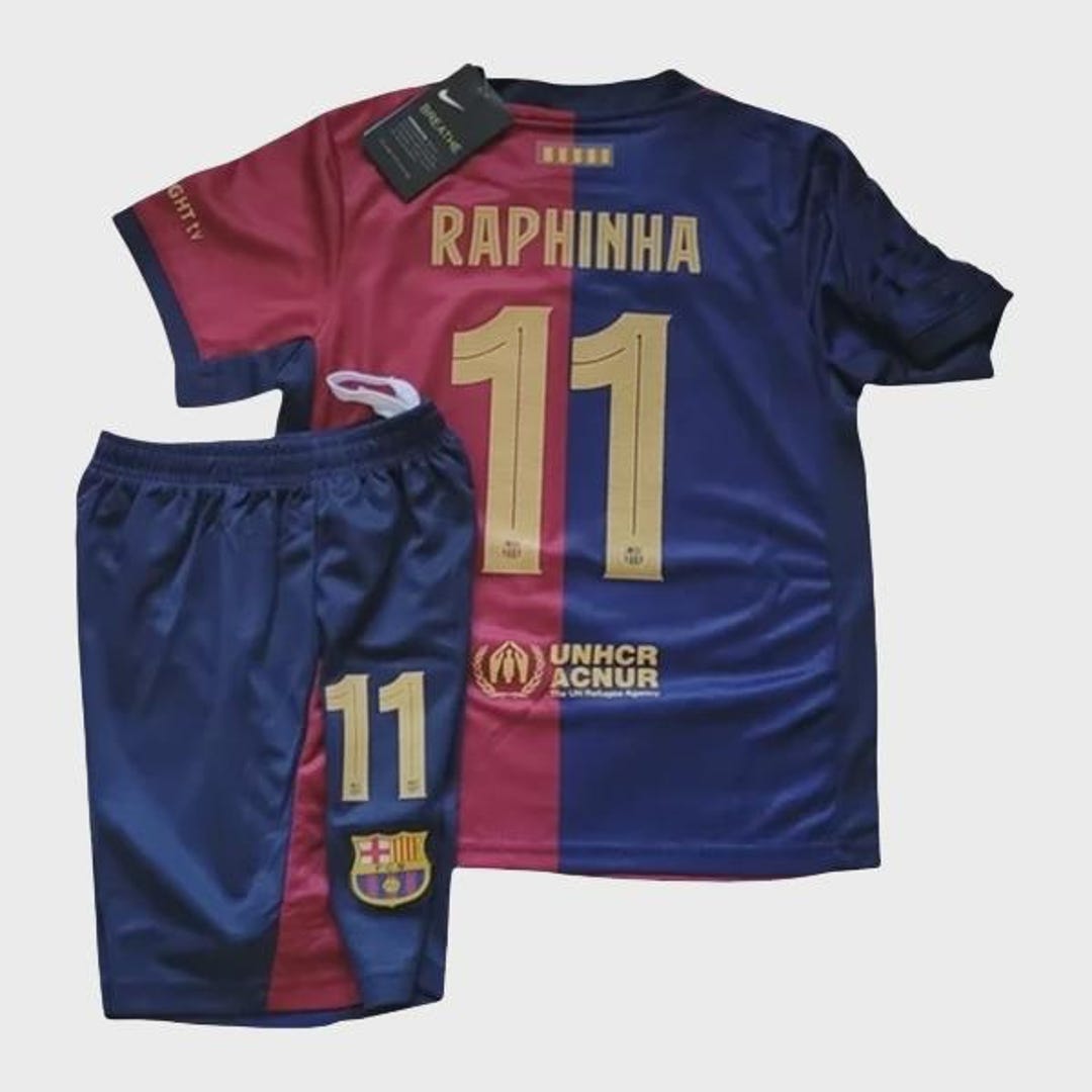 Raphinha Barcelona Home Kids Soccer Jersey Kit | 22-23 Limited Special ...