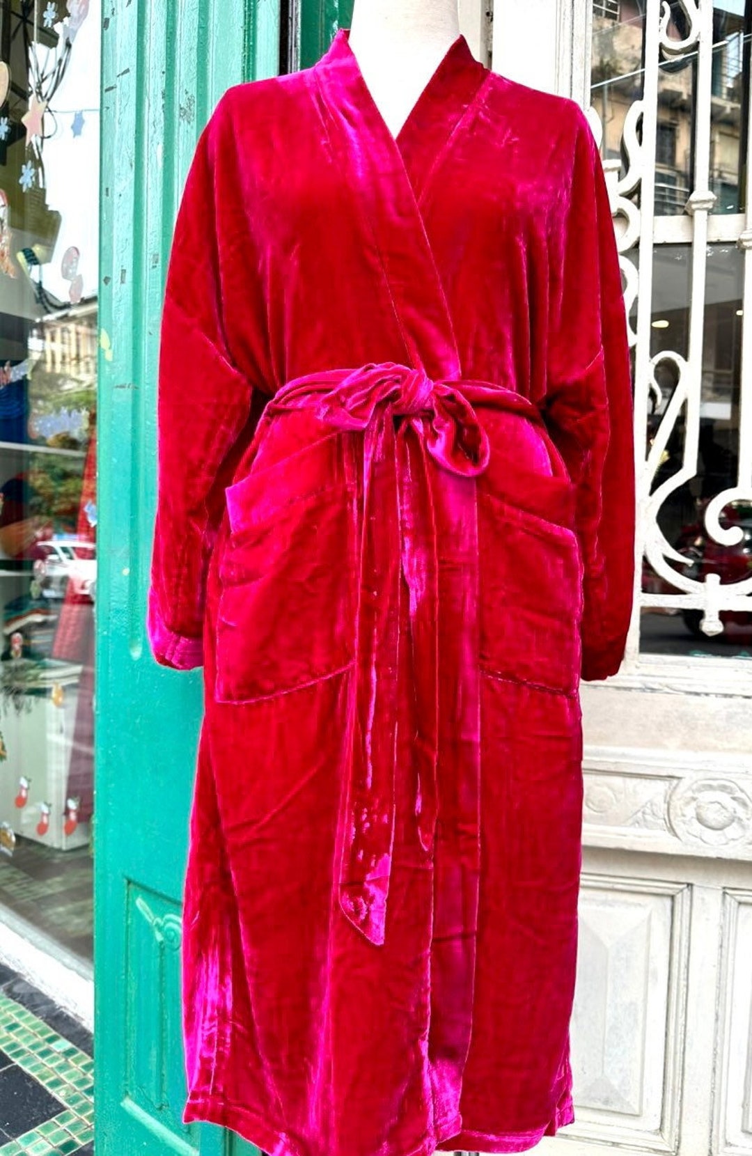 Luxury Silk Velvet Night Robe for Women and Men, Pink/black/white/blue ...