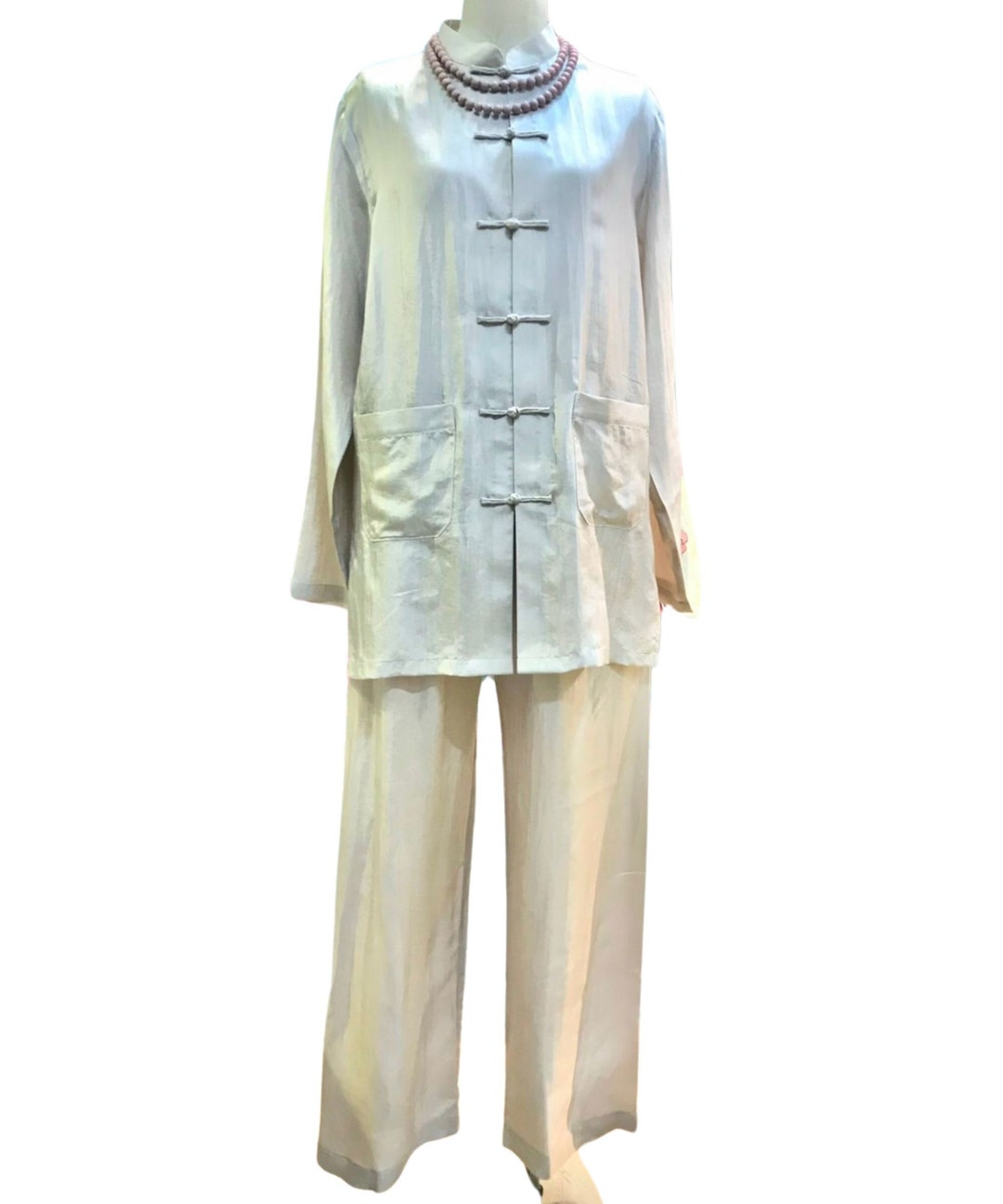 Pure Silk Pyjama Set With Chinese Collar and Buttons, 100% Natural Silk ...