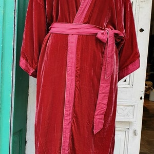 Long Luxury Red Silk Velvet Robe/kimono/cardigan/duster, Reversible ...