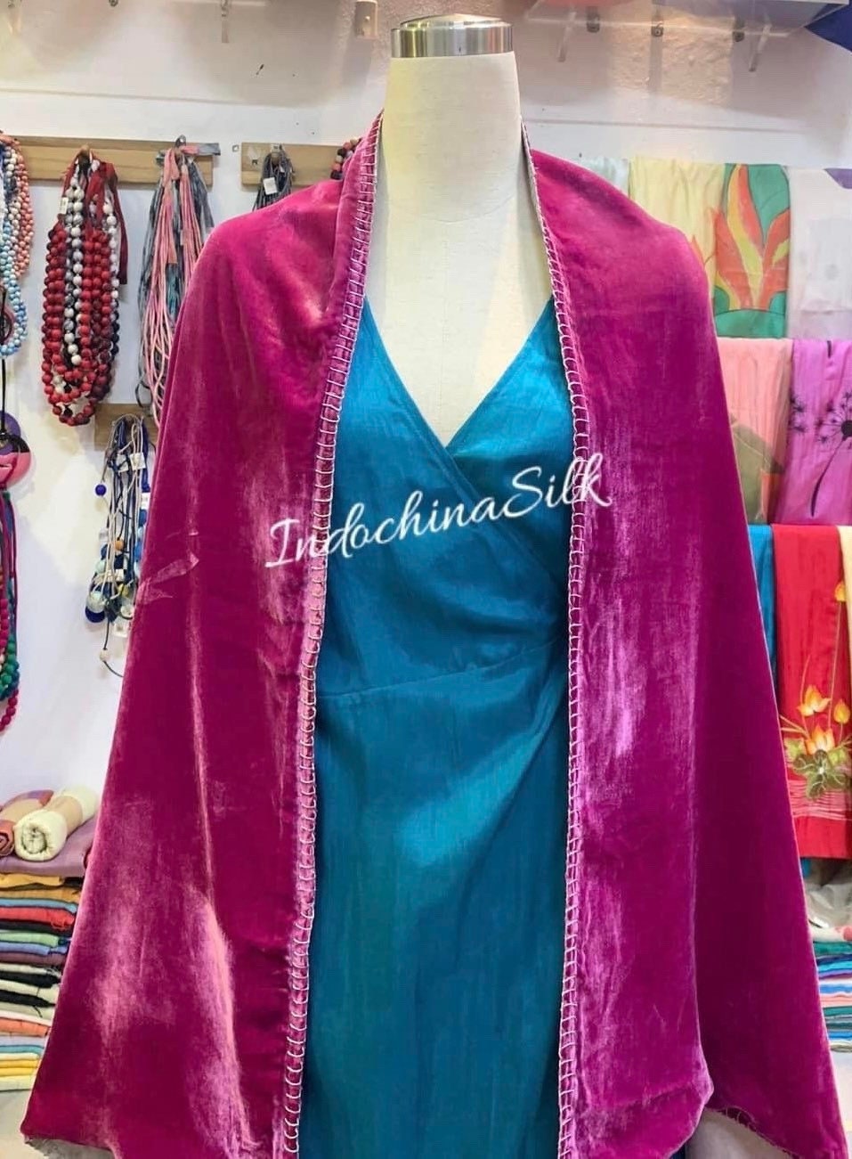 Luxury Silk Velvet Shawl, Long Velvet Scarf for Women, Velvet Wrap for ...