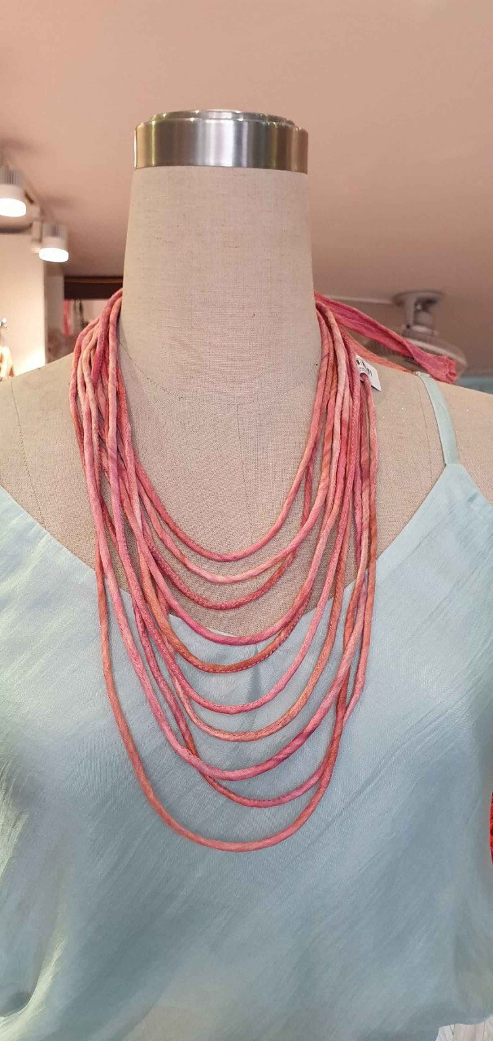 Multi Strand Silk Necklace Multi Layered Necklace Fabric - Etsy