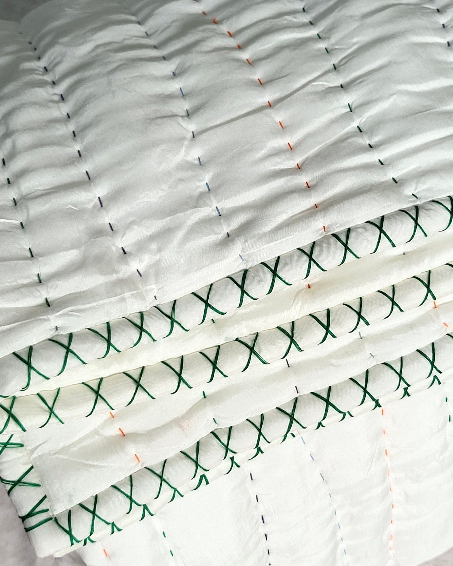 Fancy Silk Quilt, Hand-stitched Silk Comforter, Custom Sized Bedspread ...