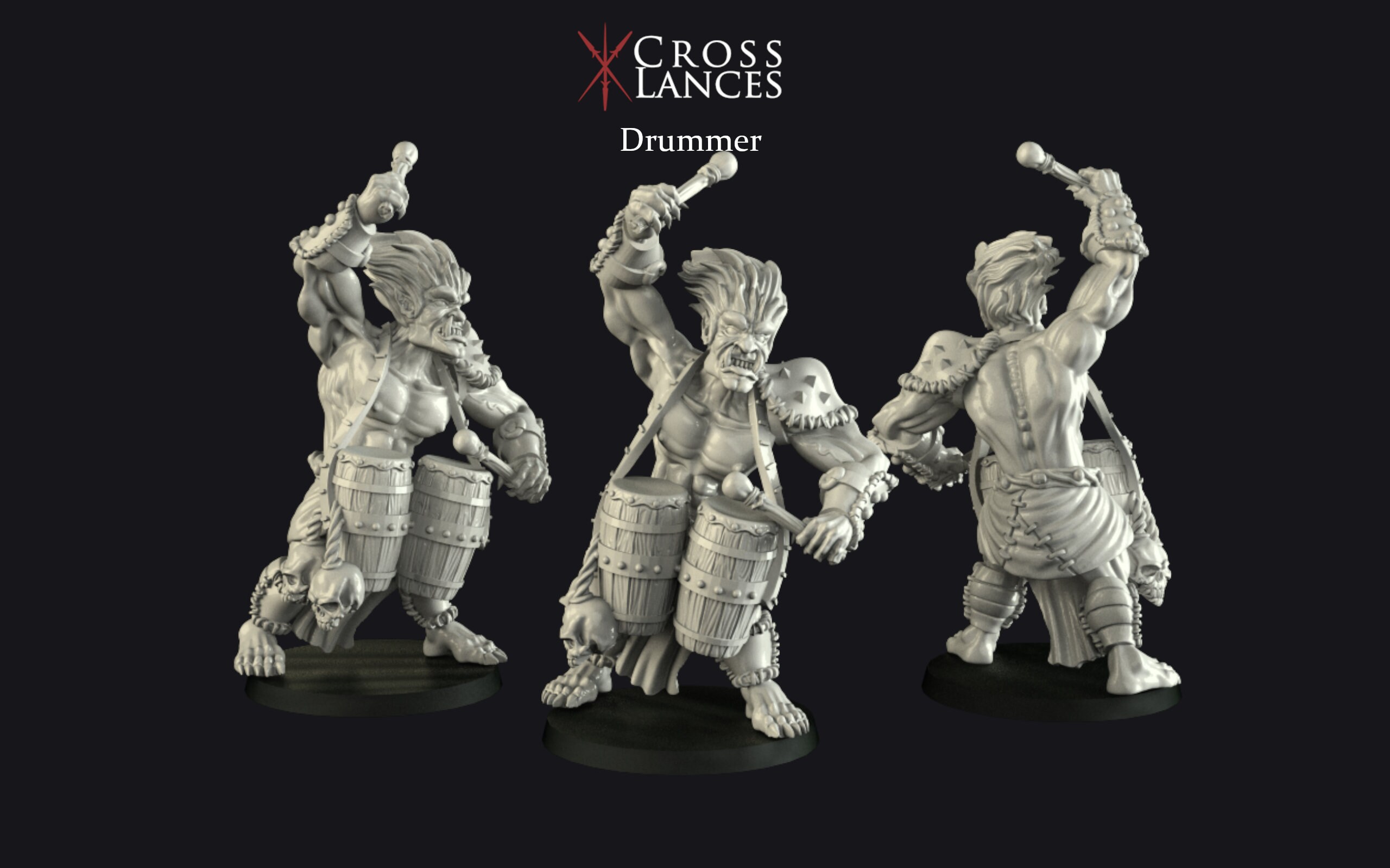 Orc Miniature Halforc Drummer Orc RPG Halforc Shaman Orc Pathfinder 3D ...