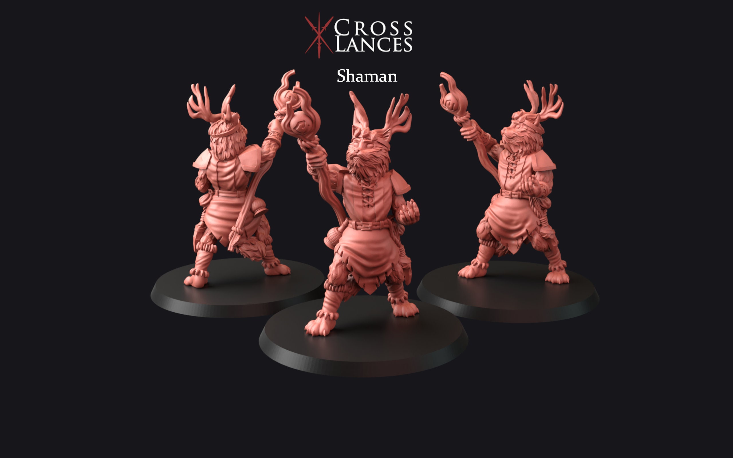 Catmen Folk Bard Catmen Monk Catmen Shaman Catmen Druid 3D Print for Dnd, Pathfinder Tabletop ...