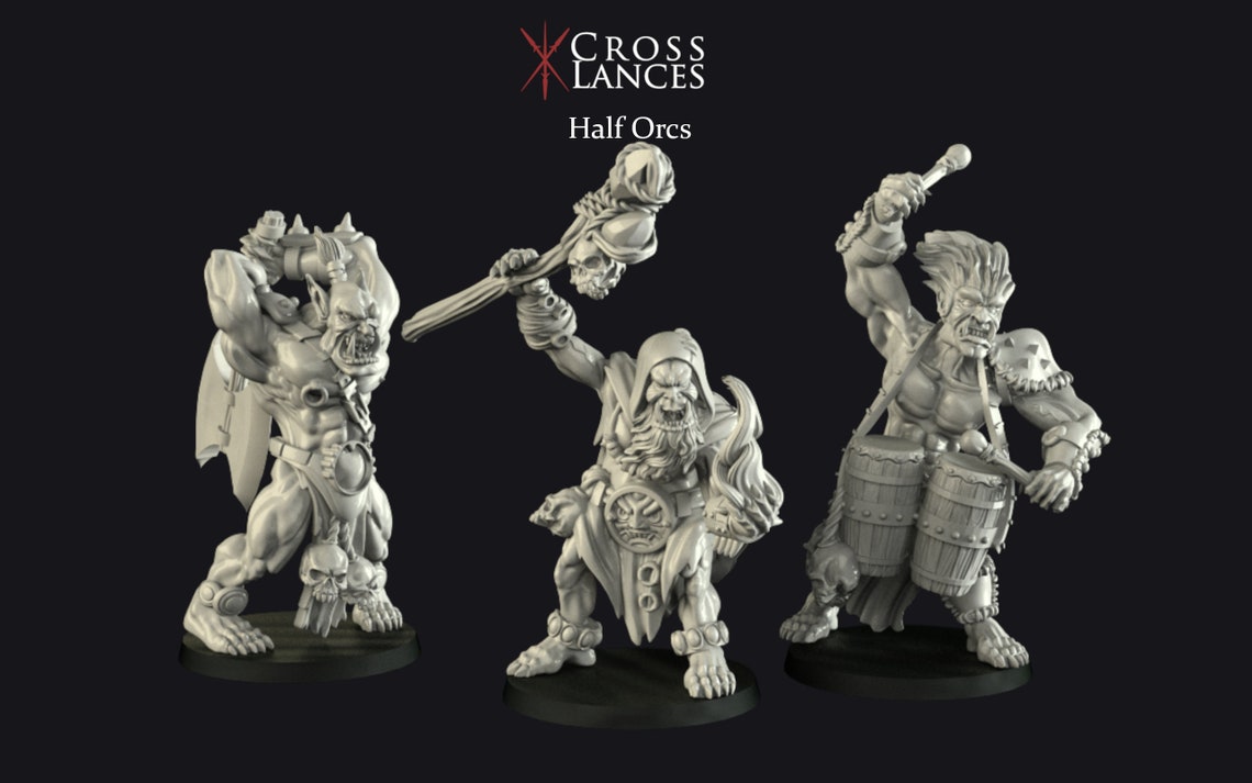 Orc Miniature Halforc Drummer Orc RPG Halforc Shaman Orc Pathfinder 3D ...