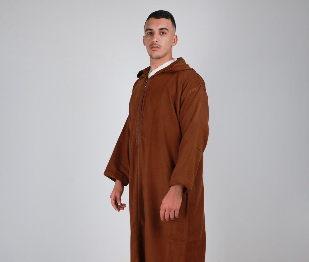 Handmade Moroccan Cotton Djellaba for Men: Traditional Kaftan Long ...