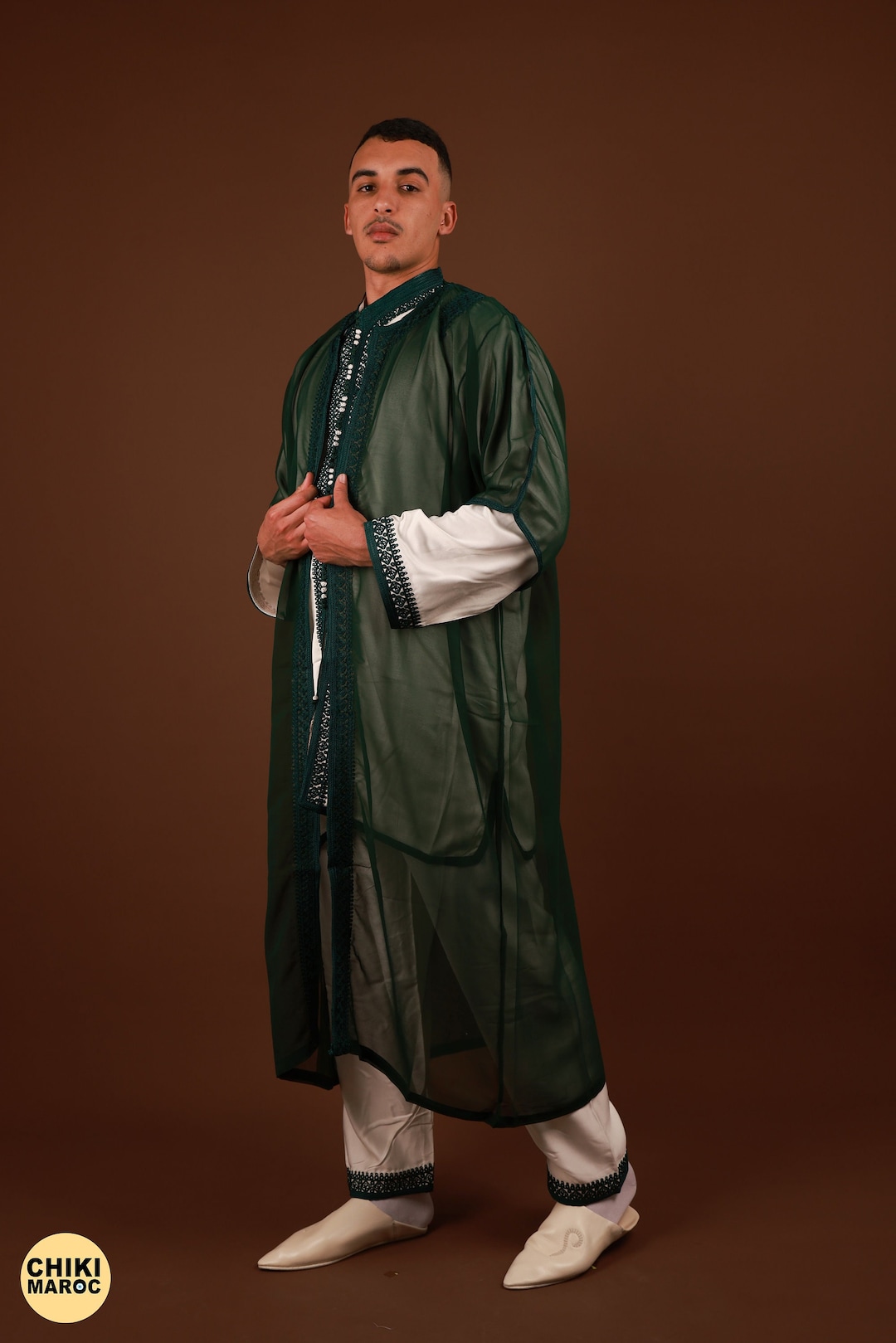 Handmade Moroccan Jabador: Embroidered Cotton Kaftan Dress for Men - Etsy