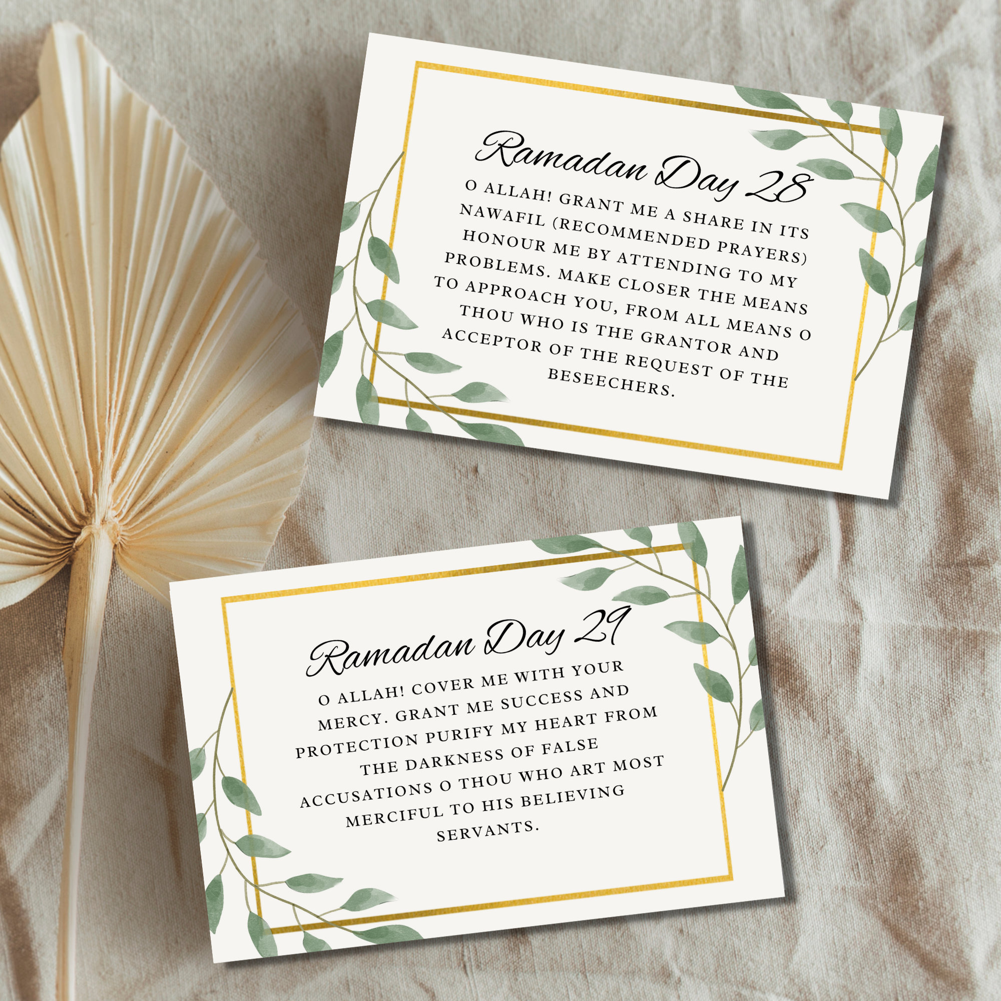 Printable Ramadan Dua Cards, 30 Days Ramadhan Dua Cards English ...