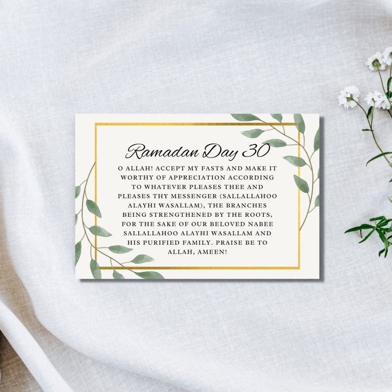 Printable Ramadan Dua Cards, 30 Days Ramadhan Dua Cards English ...