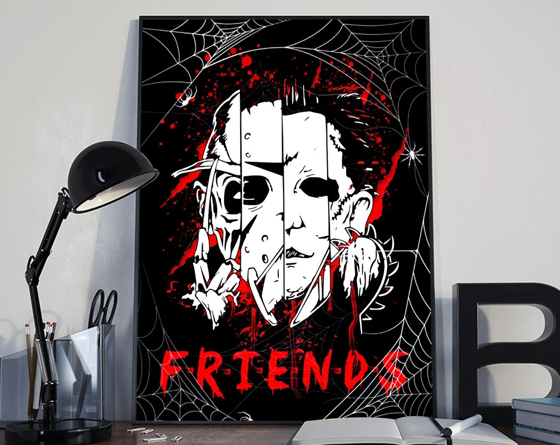 Friends Horror Characters Poster, Horror Movie Poster Wall Art, Happy ...