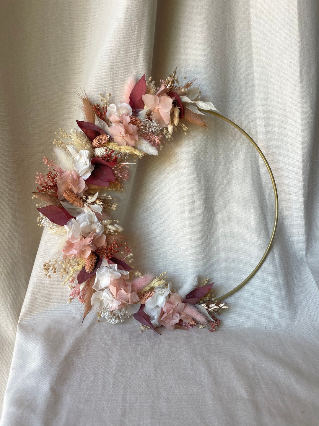 Couronne fleurs séchées prénom, cadeau naissance personnalisable noël ...